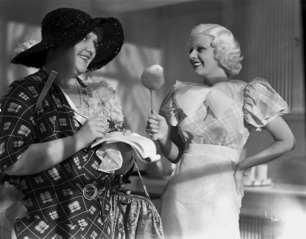 Jean Harlow Scene from a Film standing in Tartan Short Sleeve Linen ...