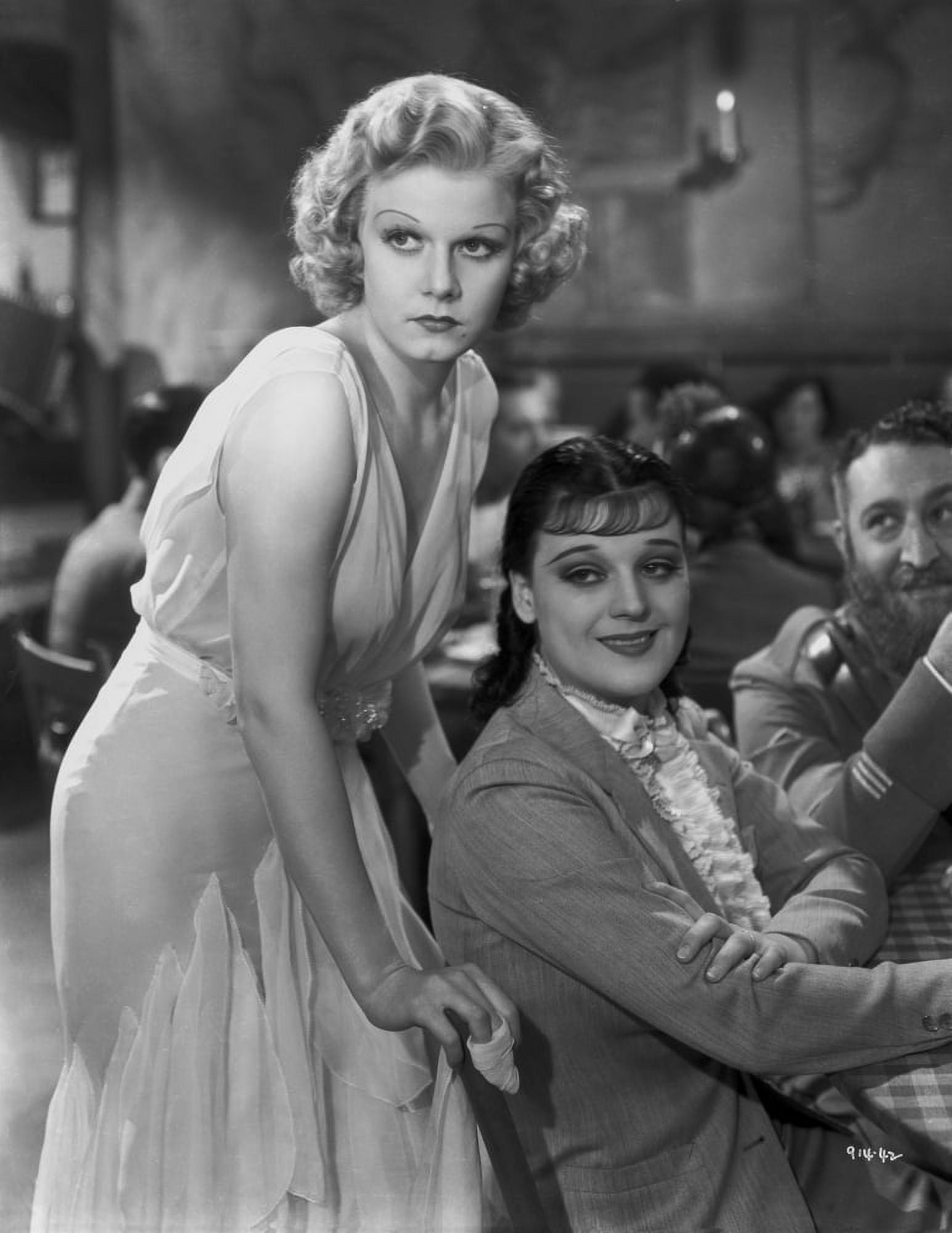 Jean Harlow Scene from a Film standing while Leaning Forward in White ...