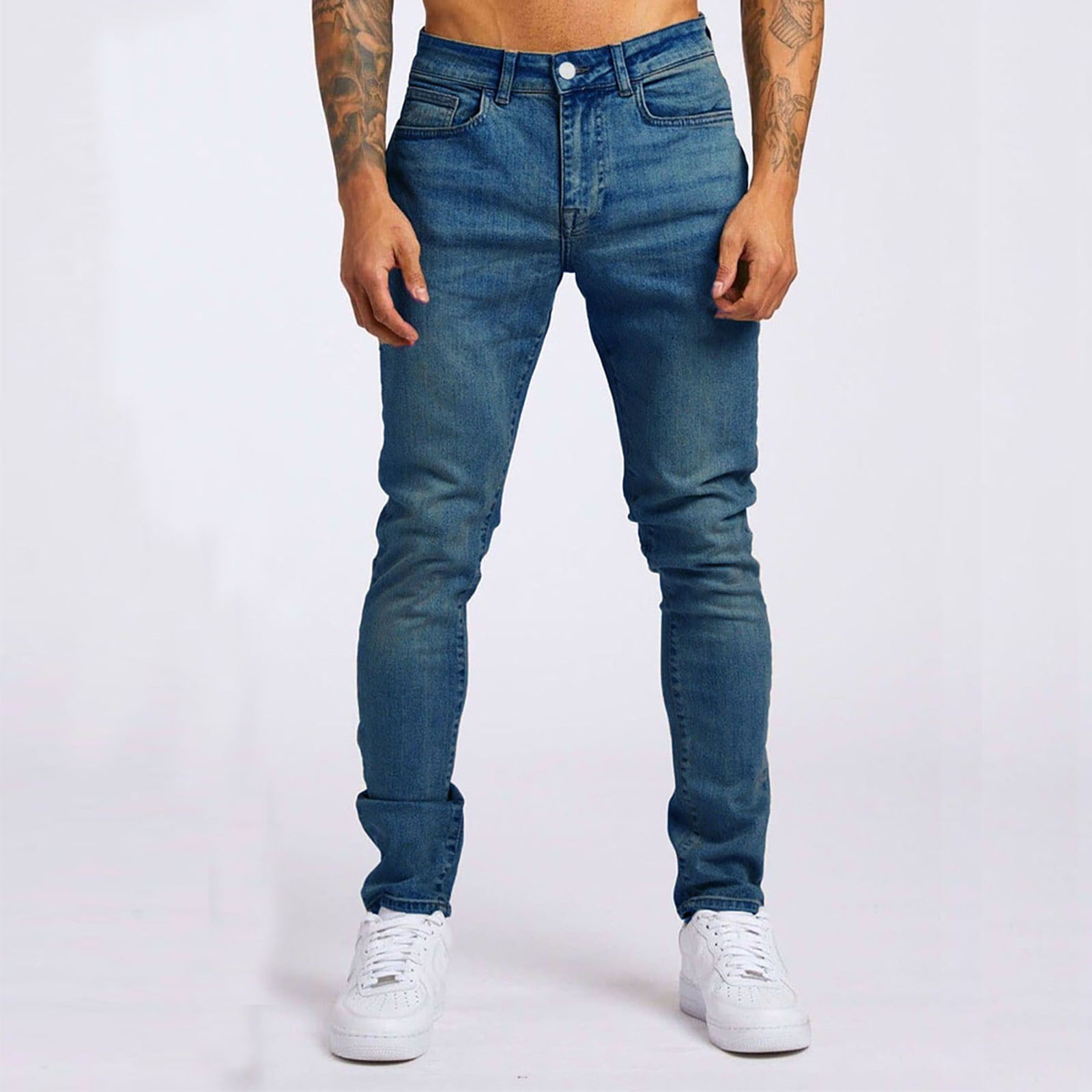 Jean High Waisted Pants For Men Blue Mens Skinny Stretch Ripped Tapered Leg Jeans Light