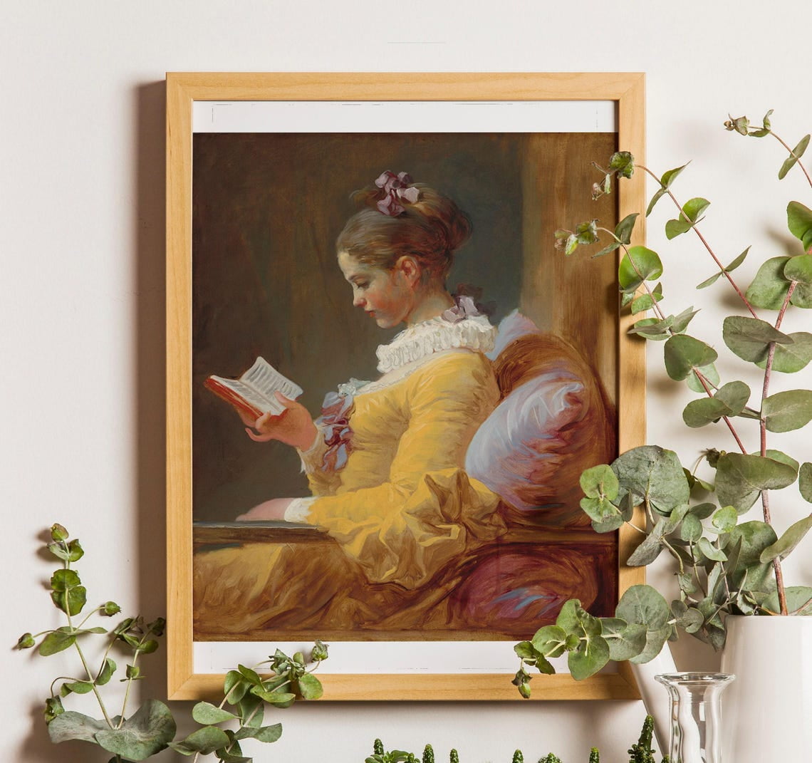 Jean Honore Fragonard Girl Reading Book Poster, Woman Portrait, Living ...