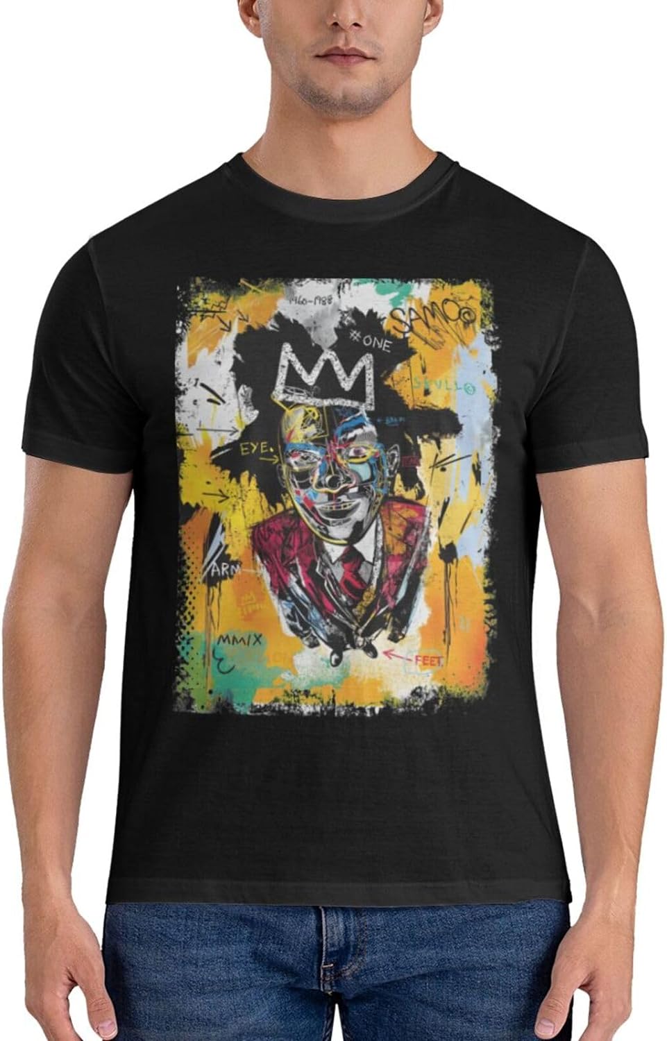 Jean Michel Basquiat Mens Short Sleeve Crewneck T-Shirt Big and Tall ...