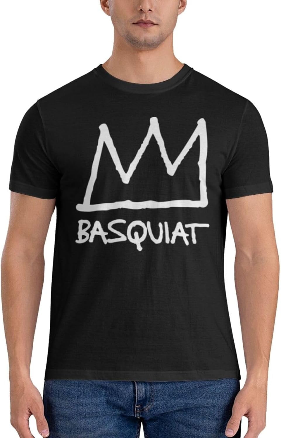 Jean Michel Basquiat Mens Short Sleeve Crewneck T-Shirt Fashion Graphic ...