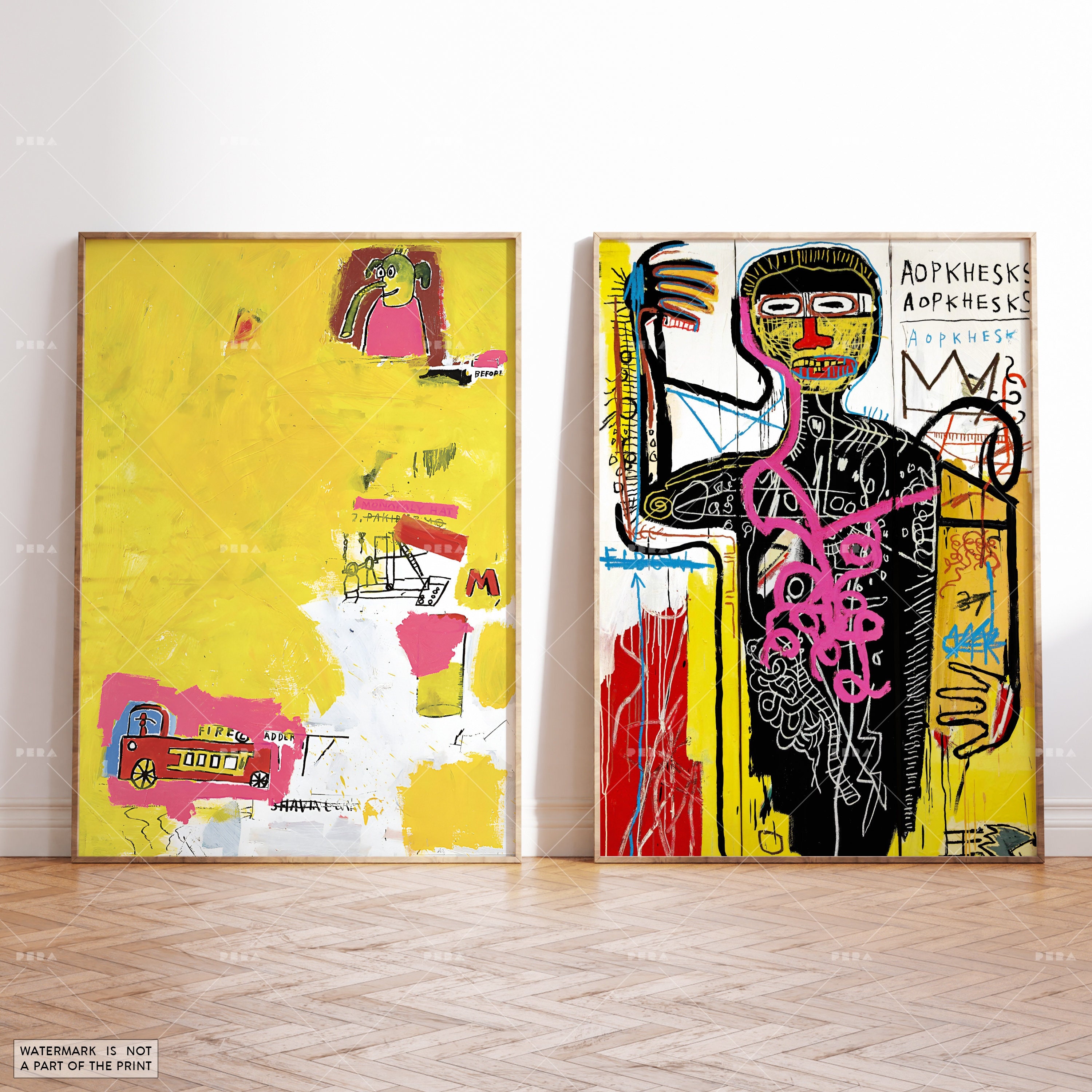 Jean Michel Basquiat Set of 2, Basquiat Print, Street Art, Basquiat Set ...