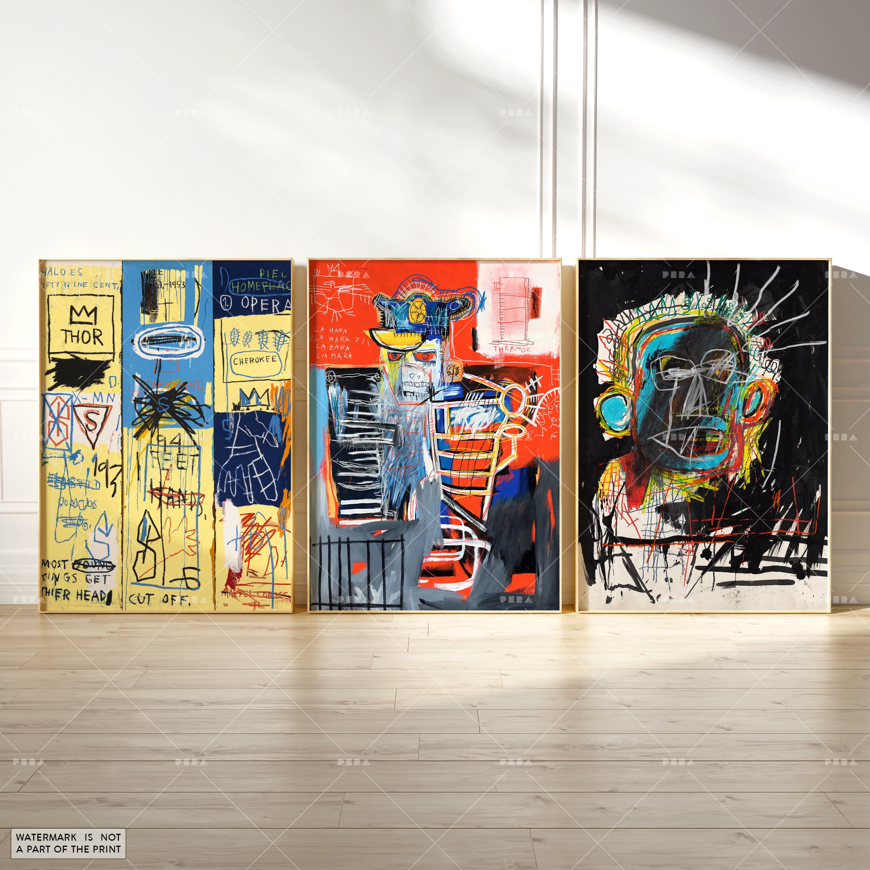Jean Michel Basquiat Set of 3, Basquiat Print Set of 3, Street Art ...