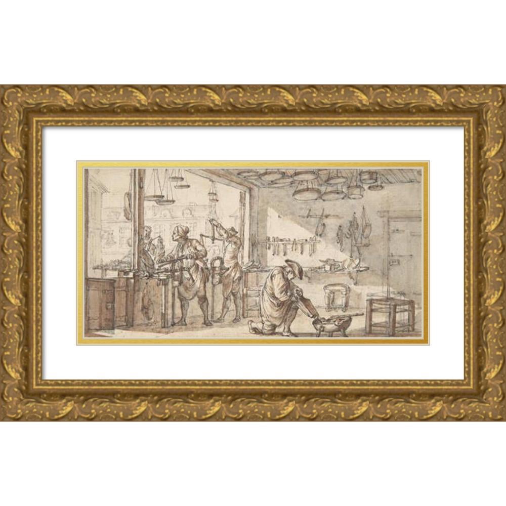 Jean Michel Moreau the Younger 18x11 Gold Ornate Wood Frame and Double ...