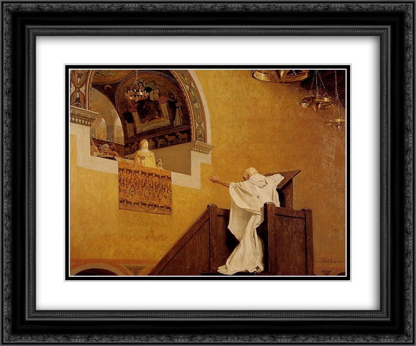 Jean Paul Laurens 2x Matted 24x20 Black Ornate Framed Art Print 'Saint ...