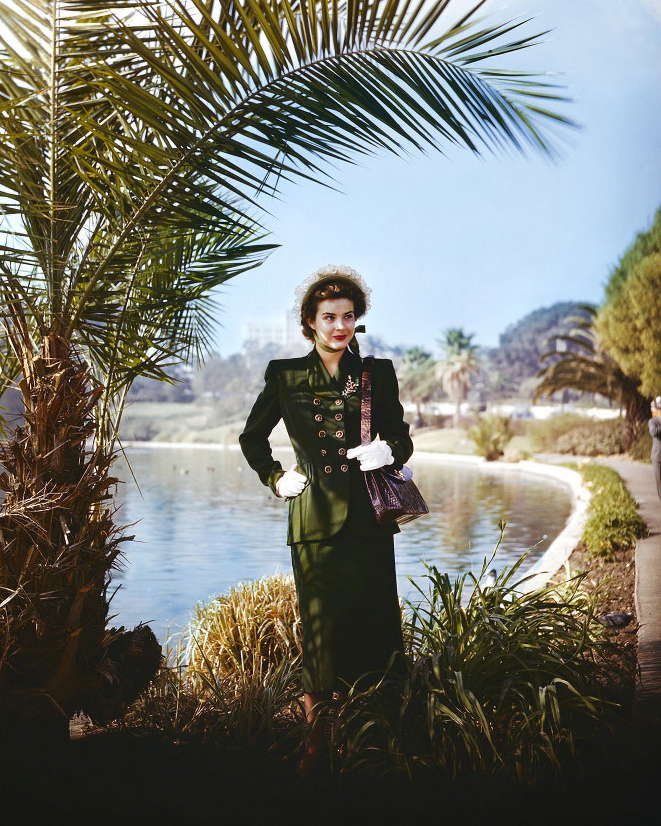 Jean Peters Vintage Fashion Posing By Lake Beautiful Setting 24X36 ...