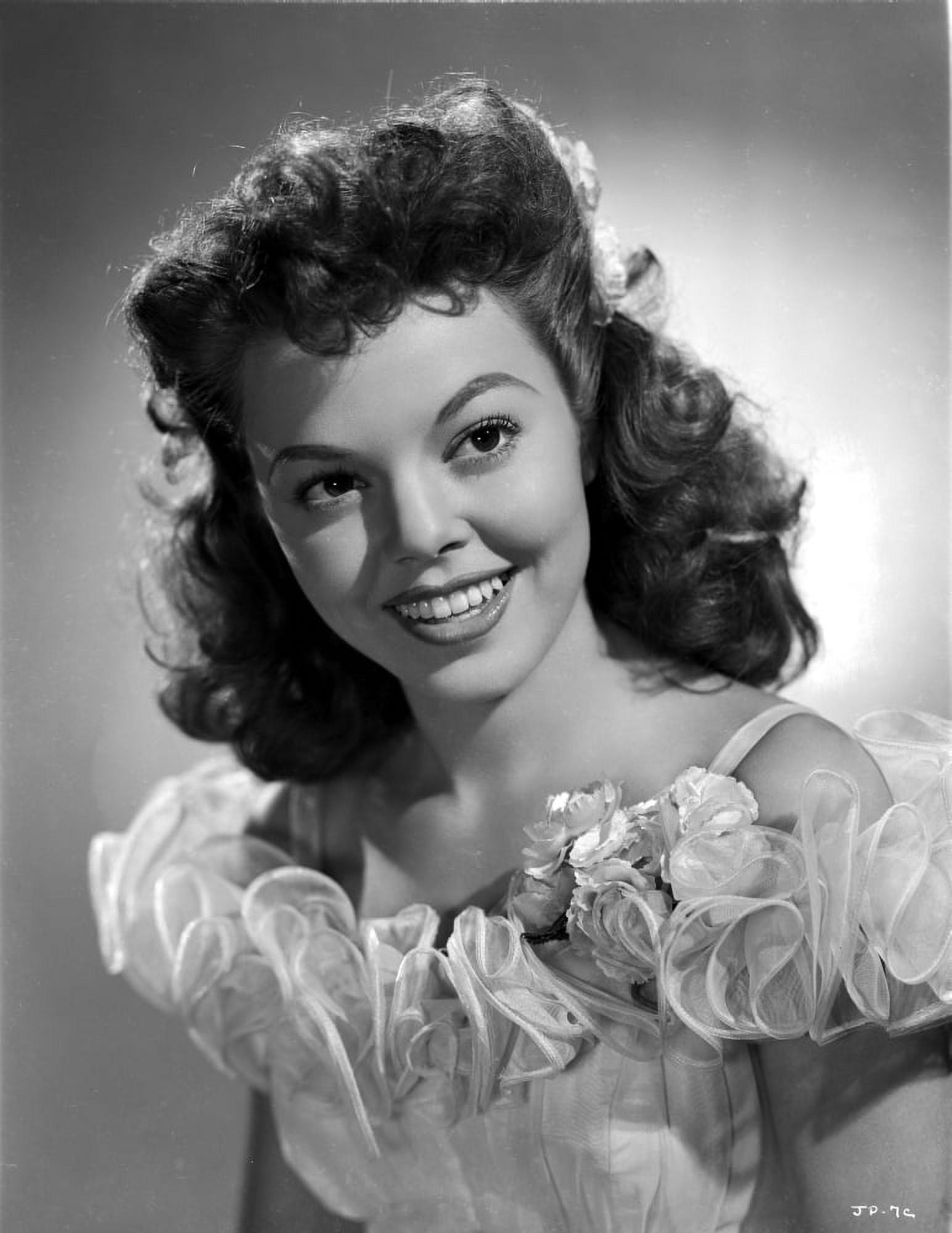 Jean Porter Portrait in Ruffled Lace Dress with Head Looking to the ...