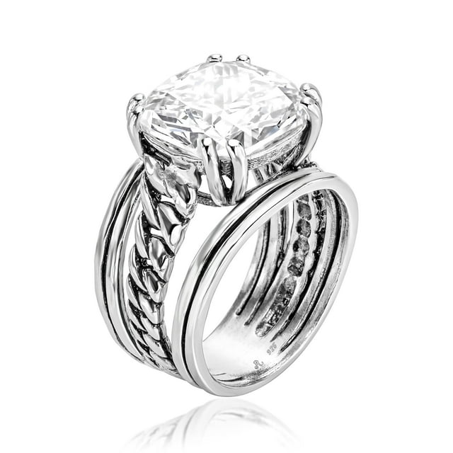 Jean Rachel Jewelry 925 Sterling Silver Statement Ring with White ...