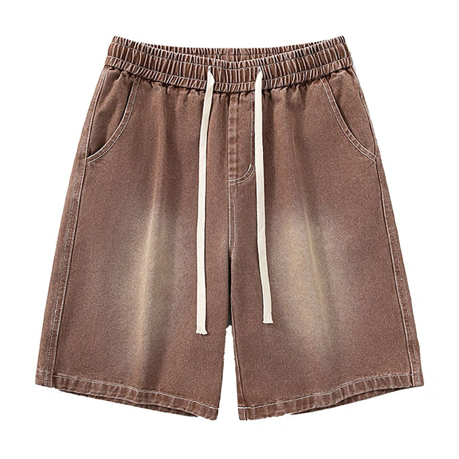 Jean Shorts Men Baggy Denim Shorts Streetwear Loose Fit Hip Hop Cropped ...