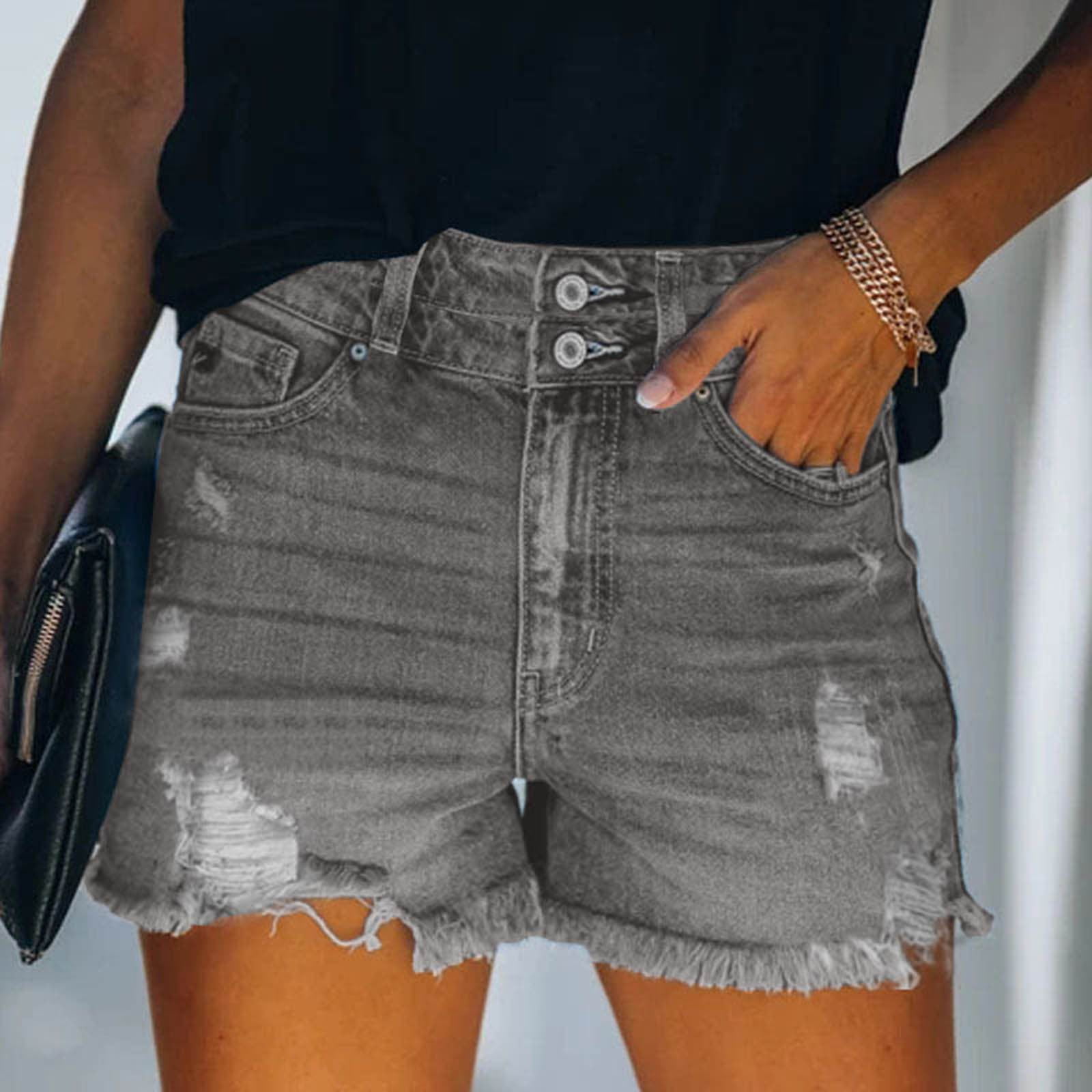 Jean Shorts for Women Clearance Cut Off Raw Hem Womens Shorts Denim ...