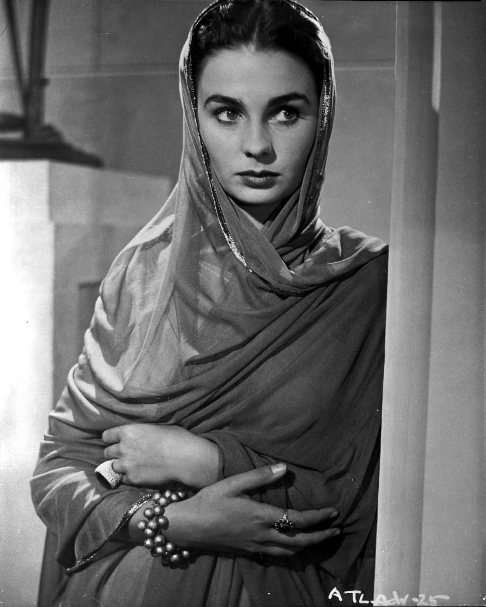 Jean Simmons Portrait in Grey Long Sleeve Dress and Sheer Shawl with ...