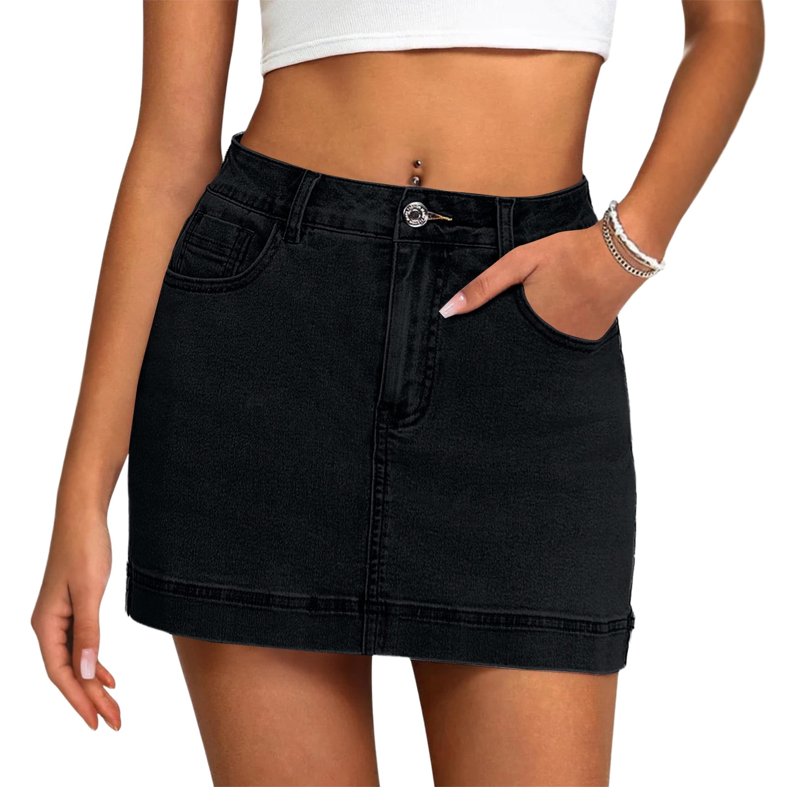 Jean Skorts for Woman 2026 Trendy High Waisted Y2k Mini Skirt Stretchy ...