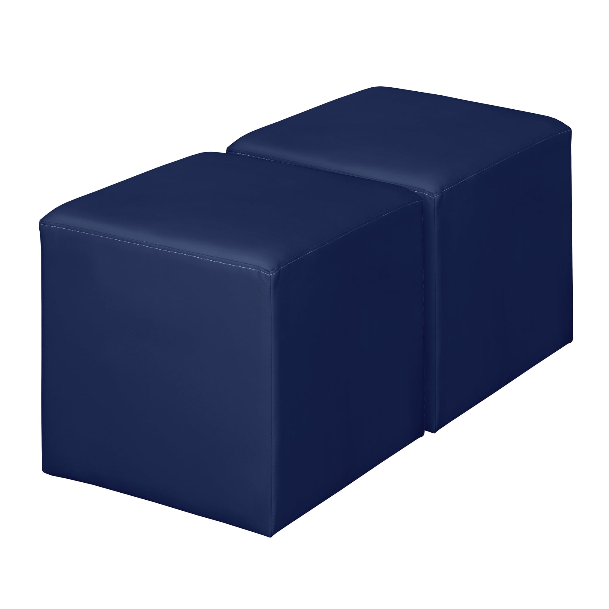 Jean Square Vinyl Ottoman (Set of 2)- Naval Blue - Walmart.com