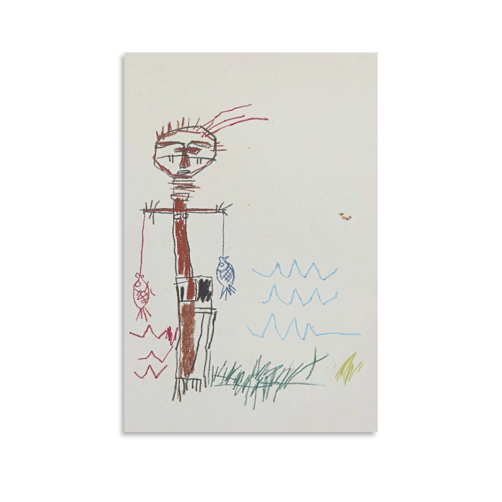 Jean-michel Basquiat,《Untitled (Figure Holding Up Fish)》,1982 American ...