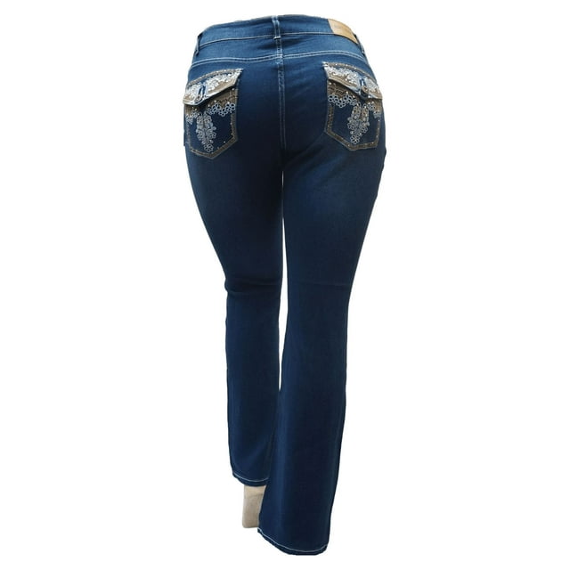 Premium Large Casual Women's Plus Size Stretch Bootcut Slim Cut Denim ...