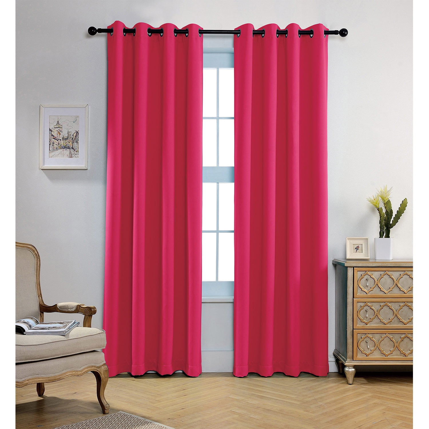 Jeannie Room Darkening Grommet Window Panel, Raspberry, 54x63 Inches ...