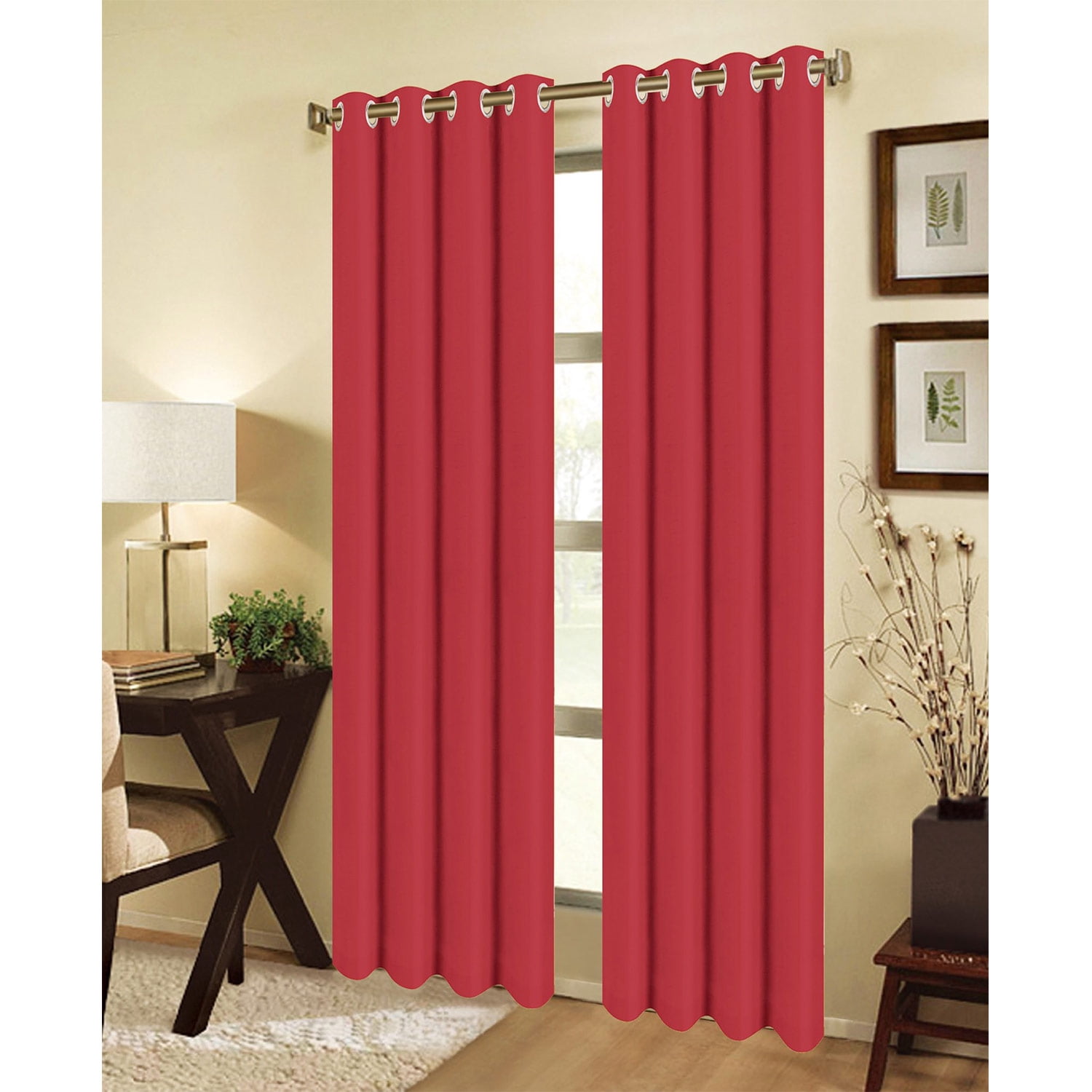 Jeannie Room Darkening Grommet Window Panel, Red, 54x95 Inches ...