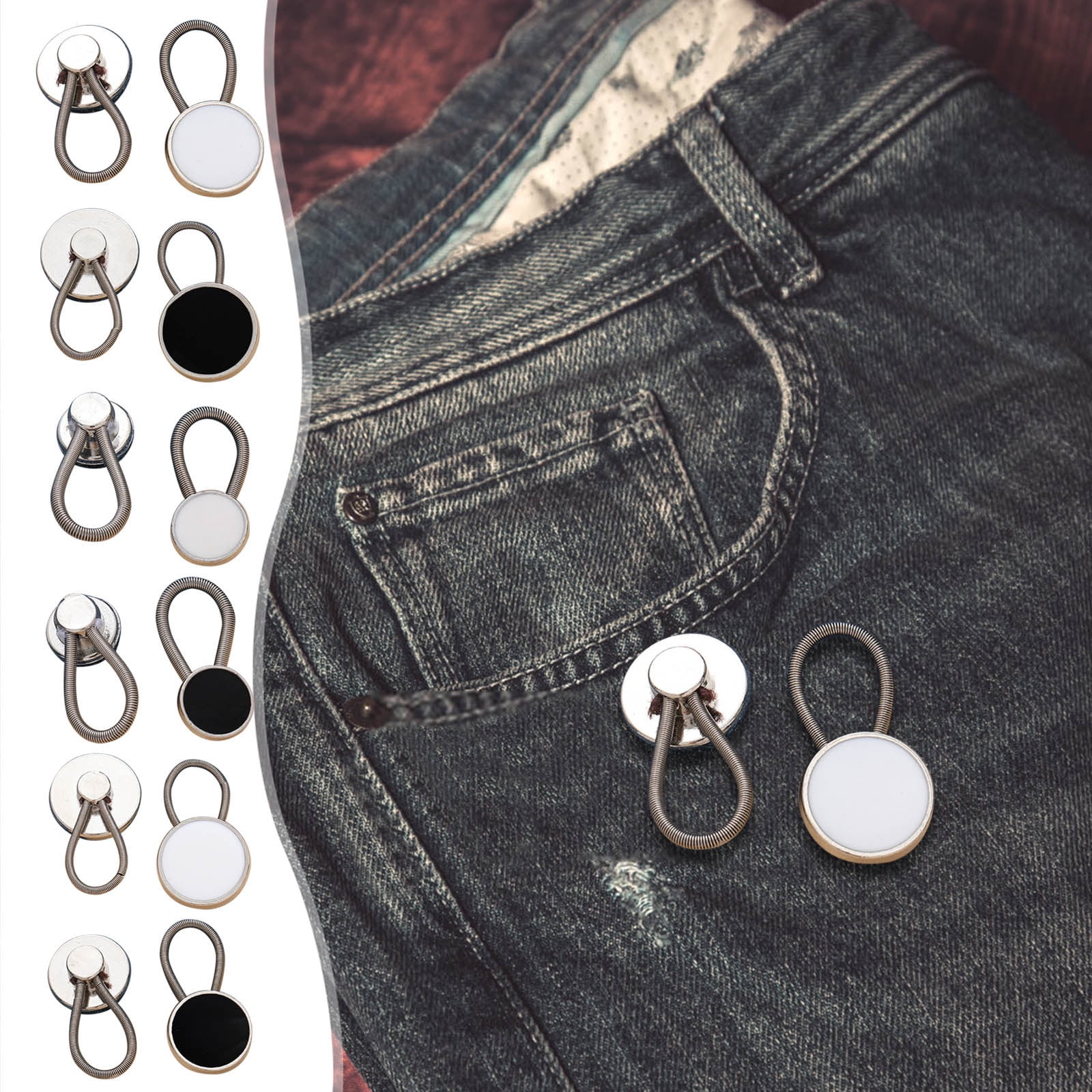 Jeans Button Extender, Flexible Adjustable Elastic Waist Extender, 6 ...