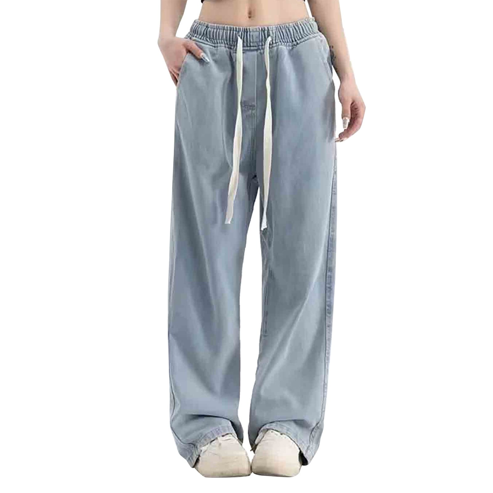 Jeans For Women High Waist Straight Jeans Pants，Vintage Wide Leg，Casual ...