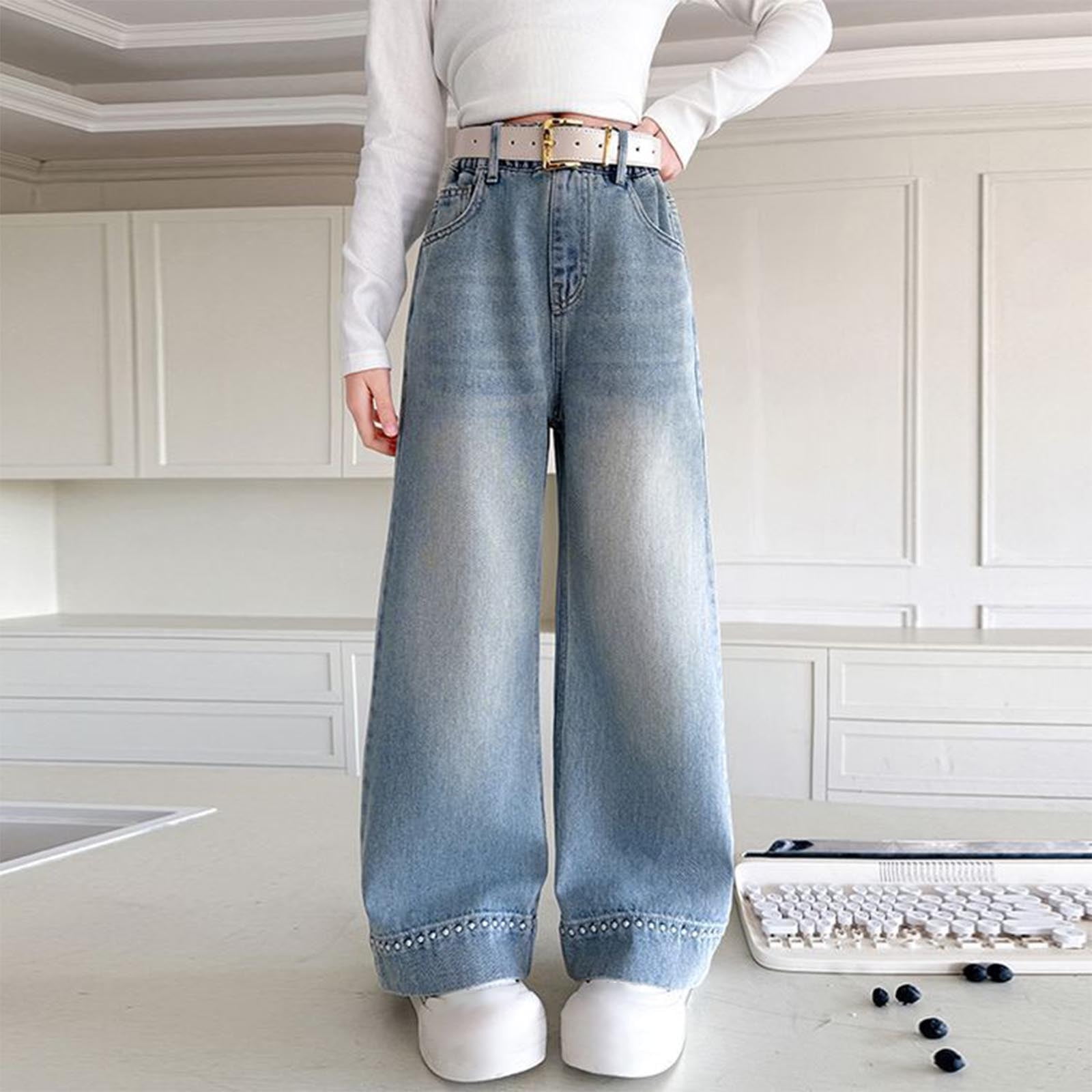 Jeans for Girls 14-16 Casual Elastic Waist Pants with Pockets Lounge ...