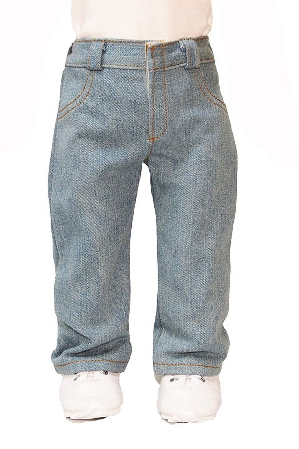 American Fashion World Jeans, Light Faded Wash, Velcro Closure, 18-Inch ...