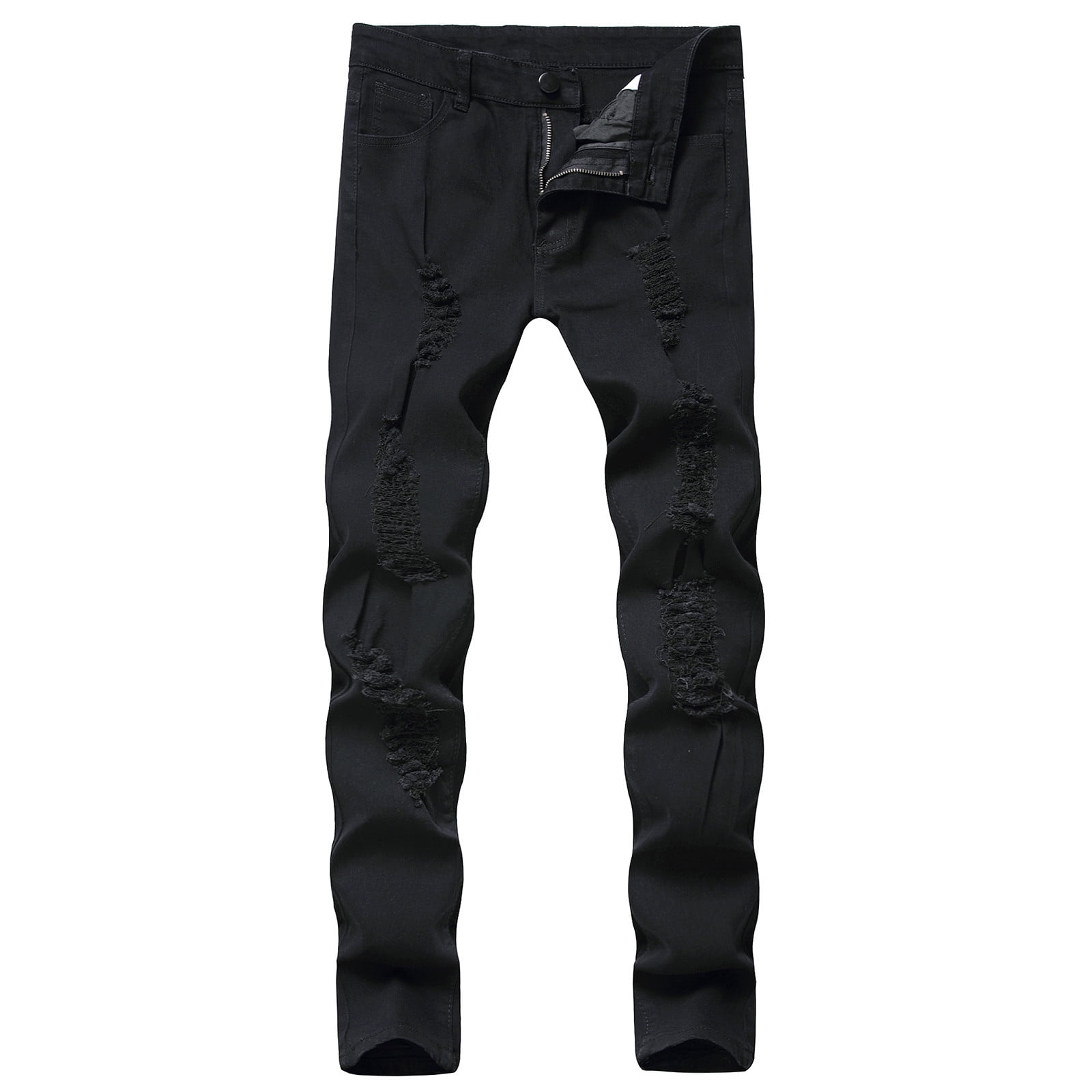 Jeans Men Comfort Flex Waist Leg Baggy Jeans Ripped Jeans Zipper ...