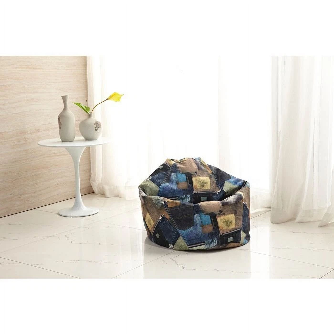 Jeans Printed Junior Bean Bag Sofa Chair with Polystyrene Bead Fillings ...