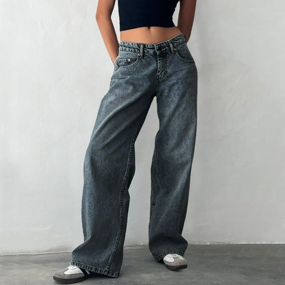 Jeans Women Low Rise Blue Jeans Women Straight Jeans Wide Leg Baggy ...