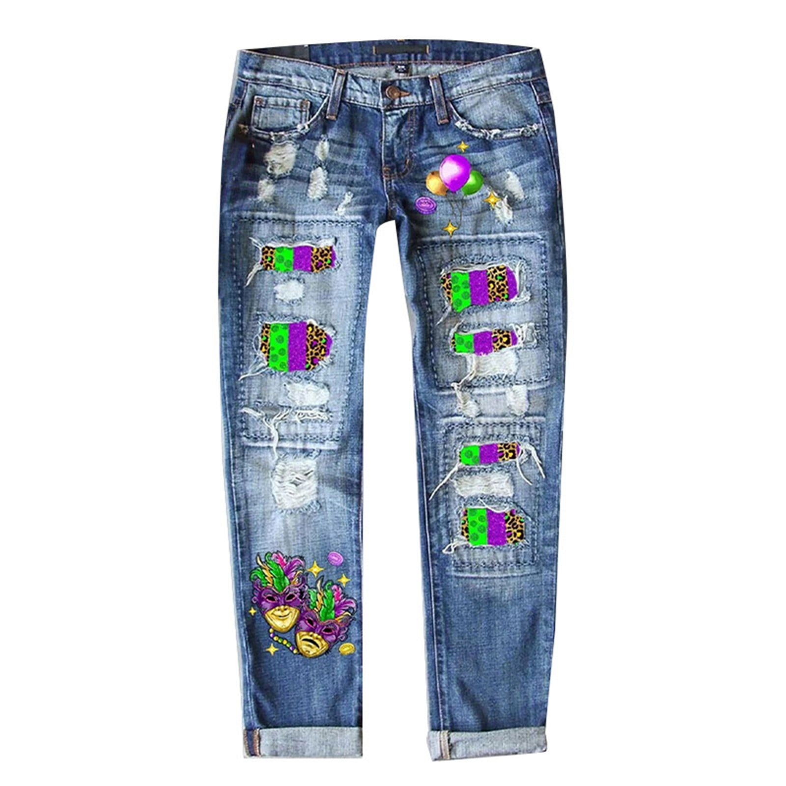 Jeans Women Pants Summer Denim Casual Lounge Pant 2025 Floral Printed ...