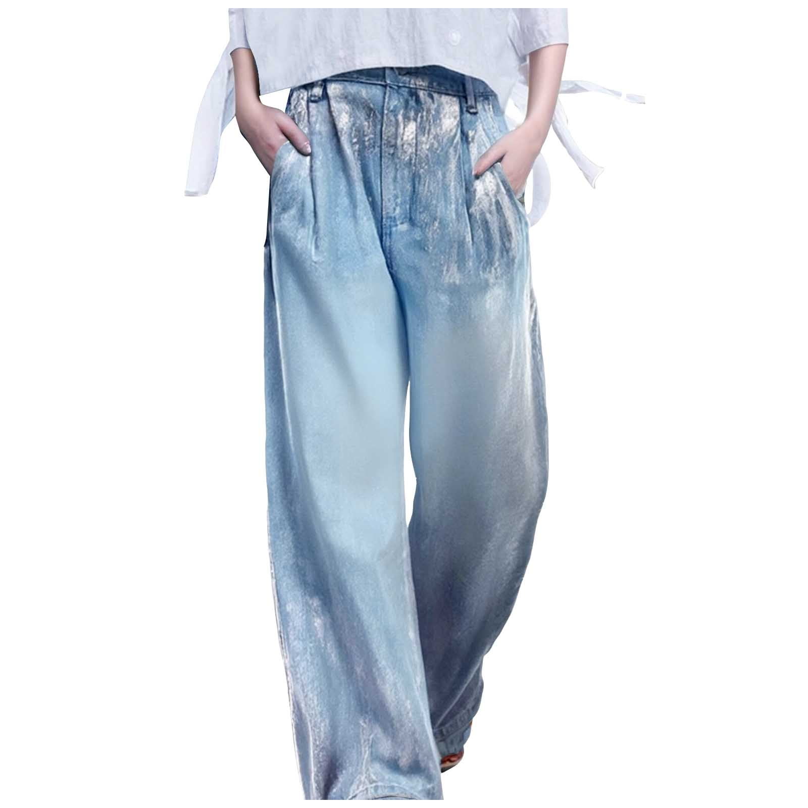 Jeans Women Spring Autumn Straight Pants Washed Light Colored Loose ...