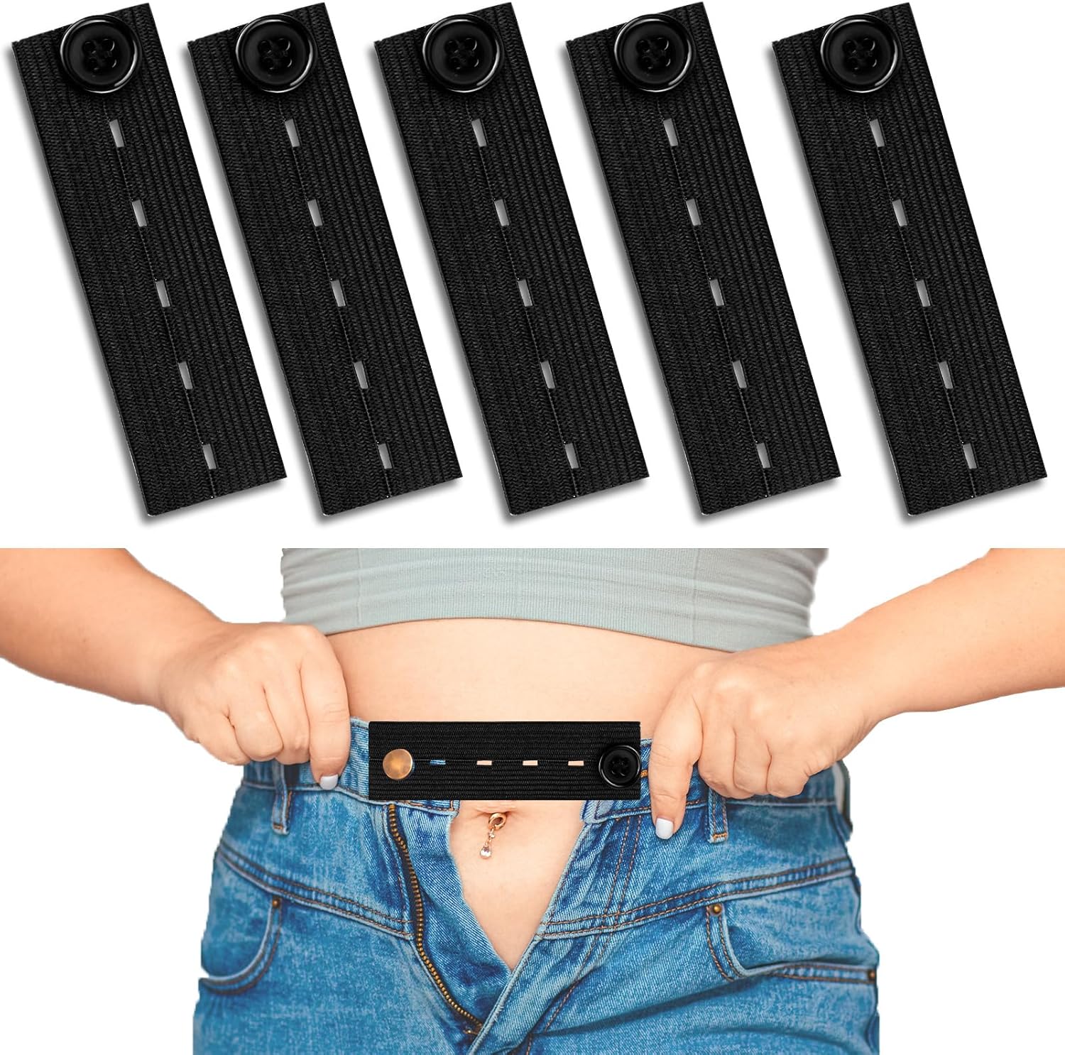 Jeans button extenders 5 pack pants button extenders, black maternity ...