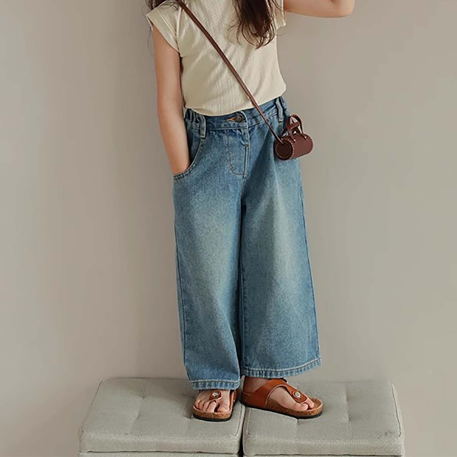 Jeans for Girls High Waist Wide Leg Jeans Straight Leg Baggy Denim ...
