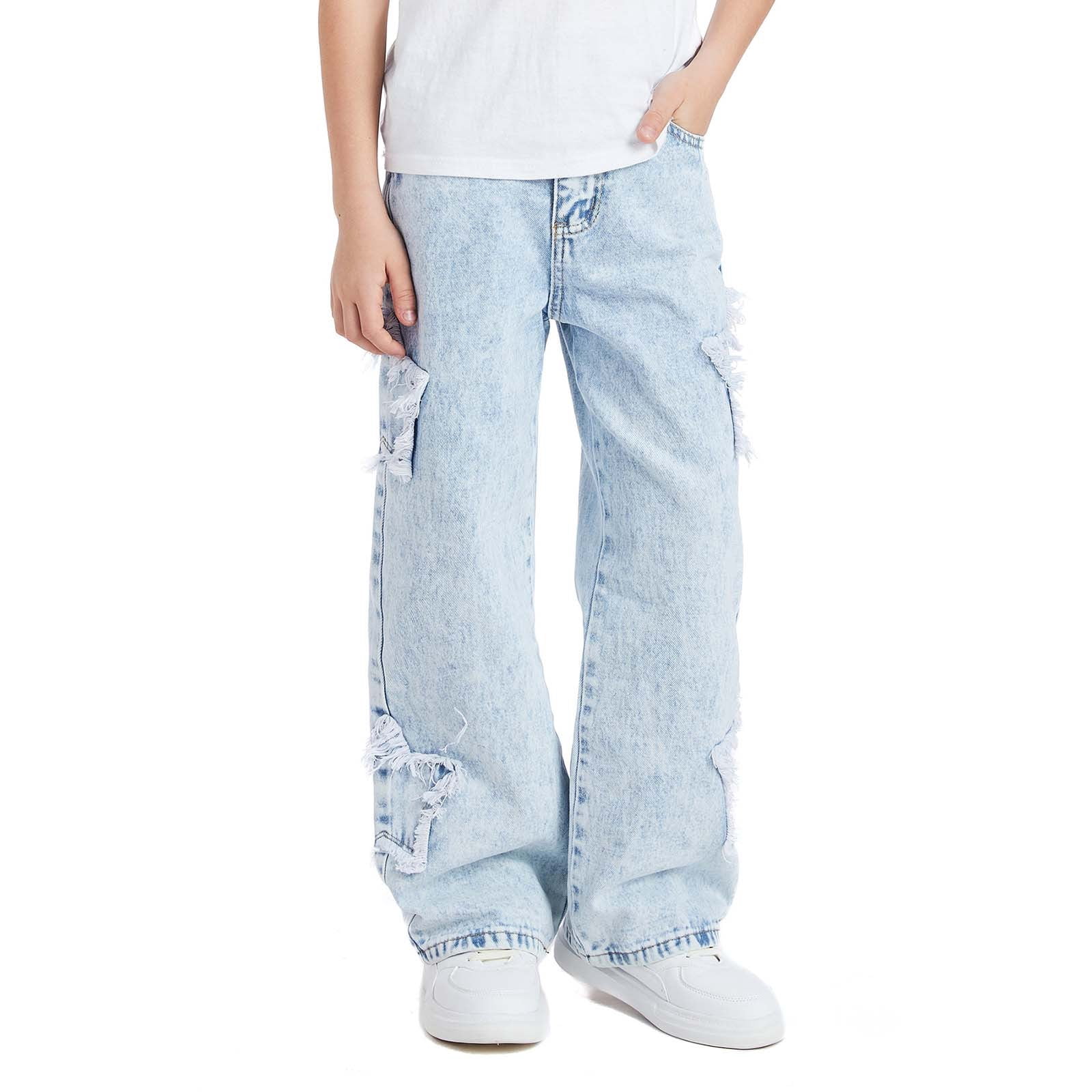 Jeans for Kids Star Jeans Kids Baggy Denim Jeans Straight Wide Leg ...
