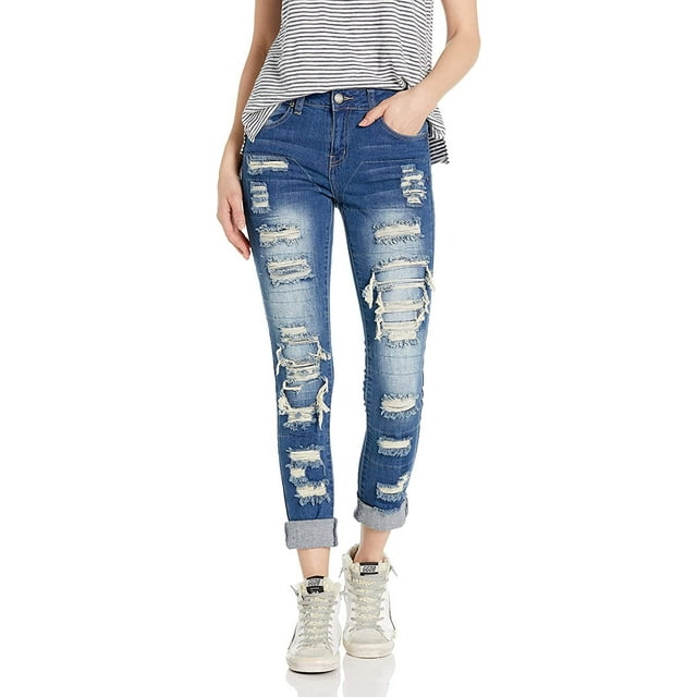 Jeans for Teen Girls Distressed Skinny Ripped Jeans Slim Fit Stretchy ...