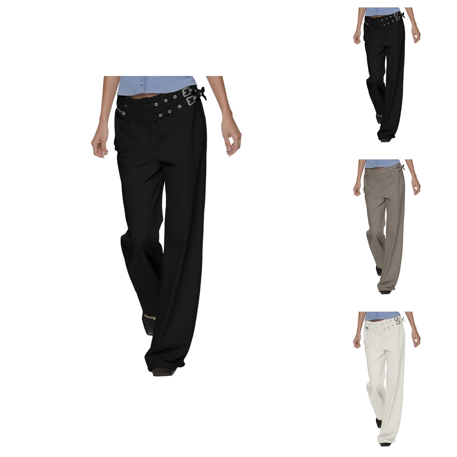Jeans for Women 2025 Y2K Adjustable Waist Loose Fit Straight Leg Denim ...