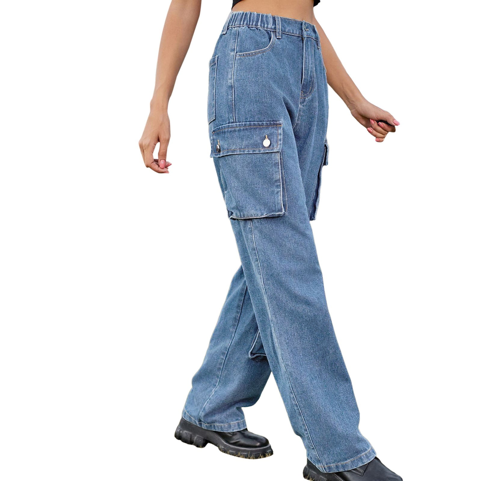 Jeans for Women Trendy Women's Washed Multi Pockets Design Long Casual ...
