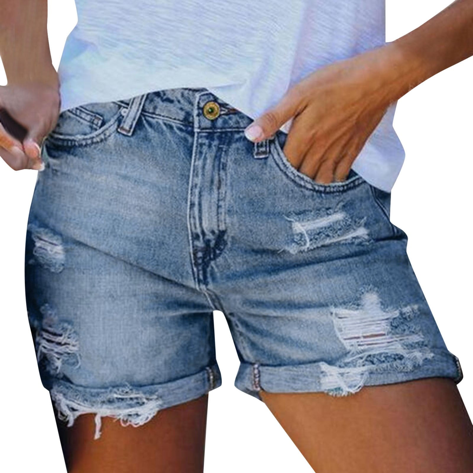 Jeans for Women Women's High Waist Stretch Denim Shorts Summer Causal ...