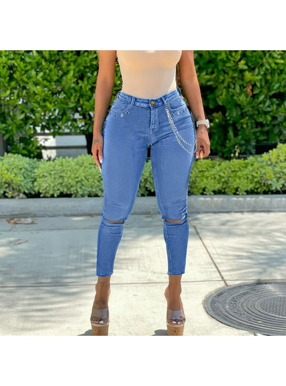 Back Zipper Jeans Women