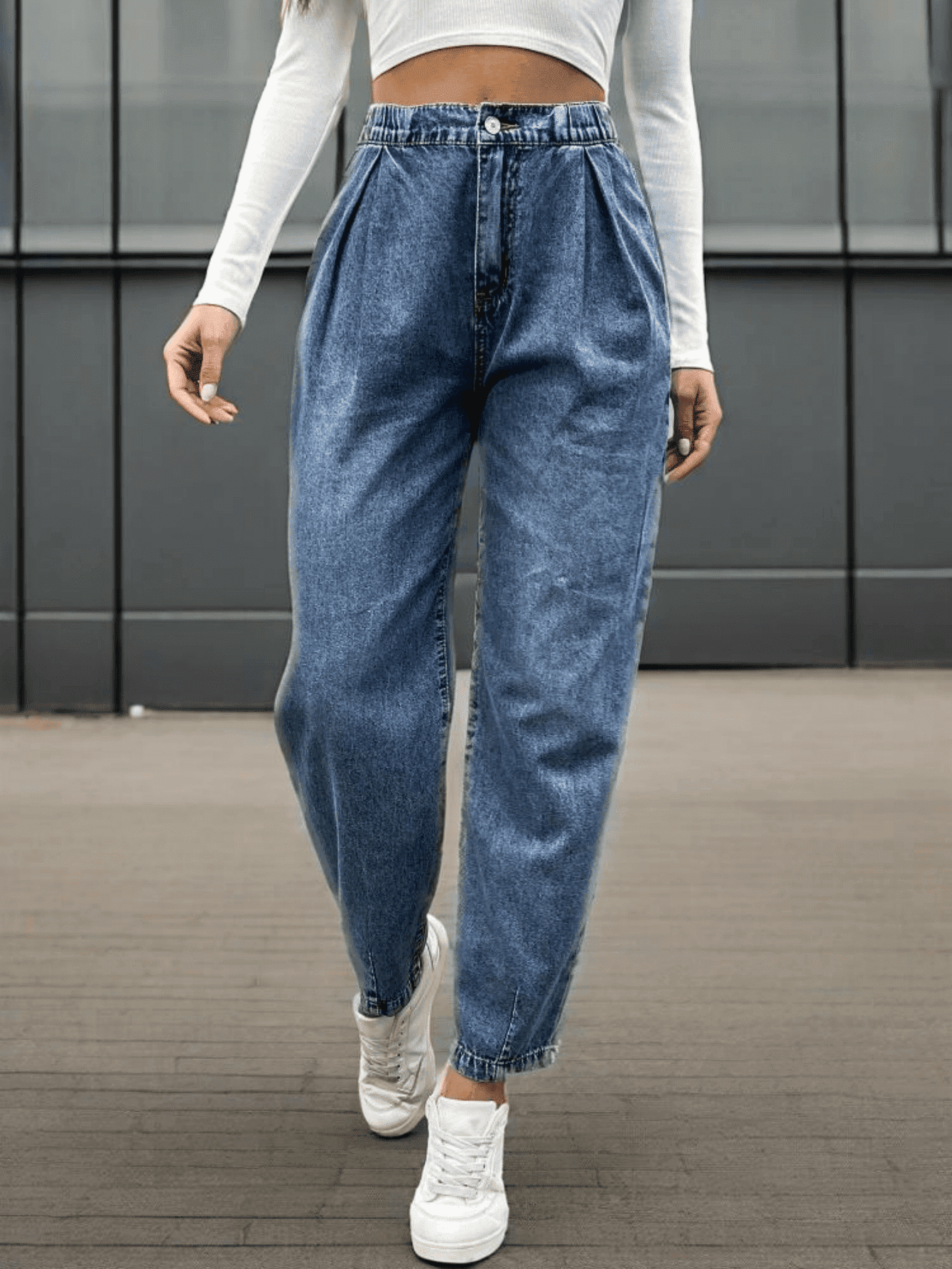 Jeans for Women Y2k Vintage Wash Blue Long Denim Pants Jeans Waisted ...