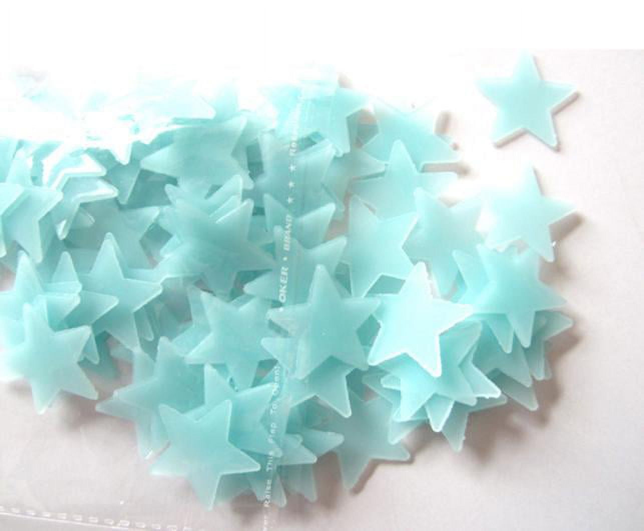 JeashCHAT 100 Pcs Blue Glow in The Dark Luminous Stars, Fluorescent ...