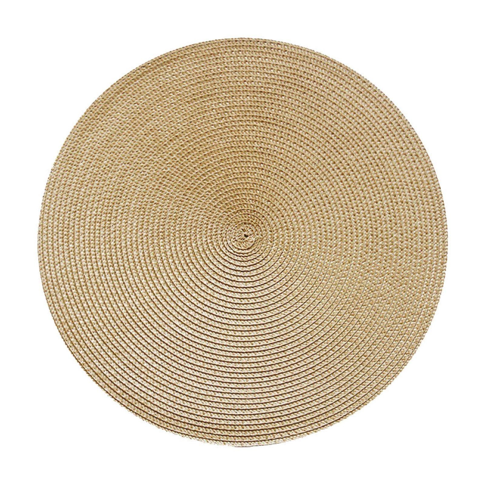 JeashCHAT 15 inch Round Woven Placemats Non Slip Heat Resistant Round ...