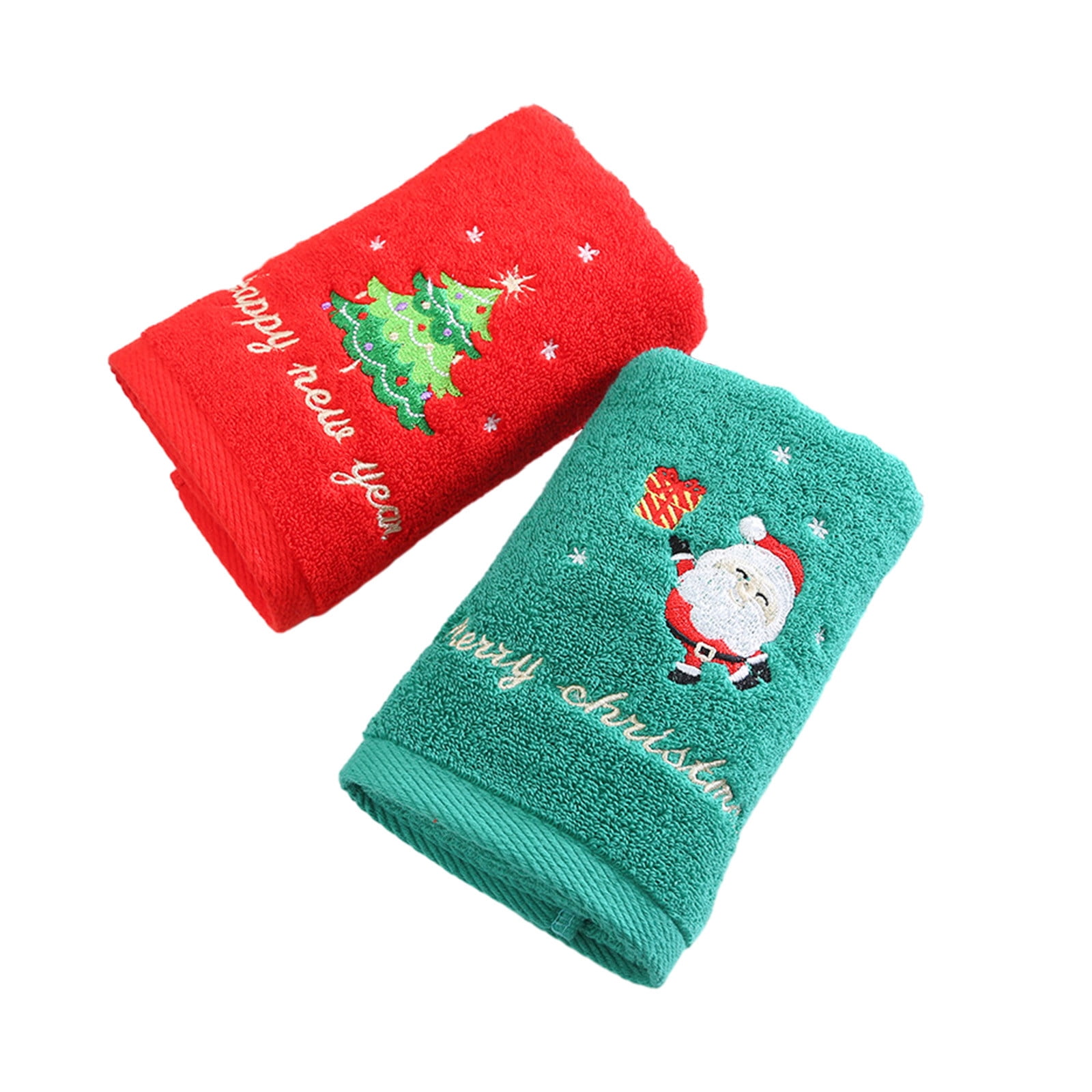 JeashCHAT 2 Pcs Cotton Christmas Hand Towels for Bathroom, Embroidery ...