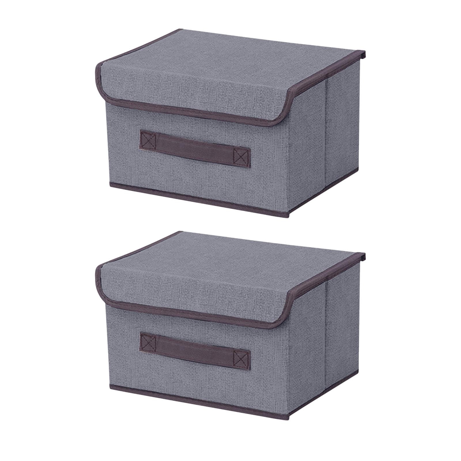 JeashCHAT 2 Pcs Foldable Storage Bins with Lid and Handles, Fabric ...