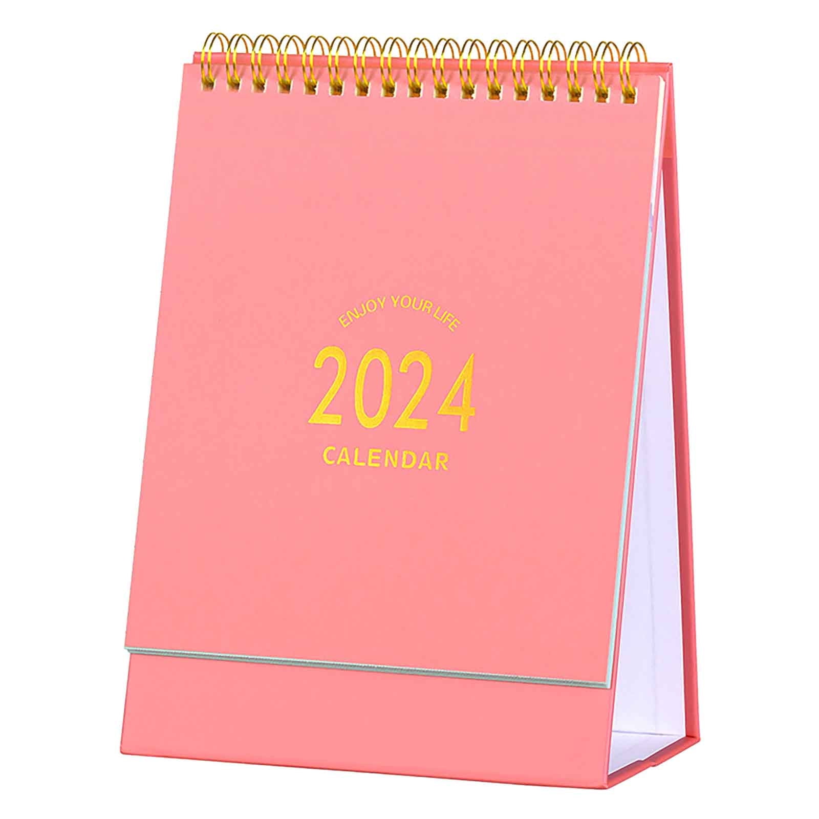 JeashCHAT 2024 Mini Desk Calendar Portable Small Standing Desktop Flip ...
