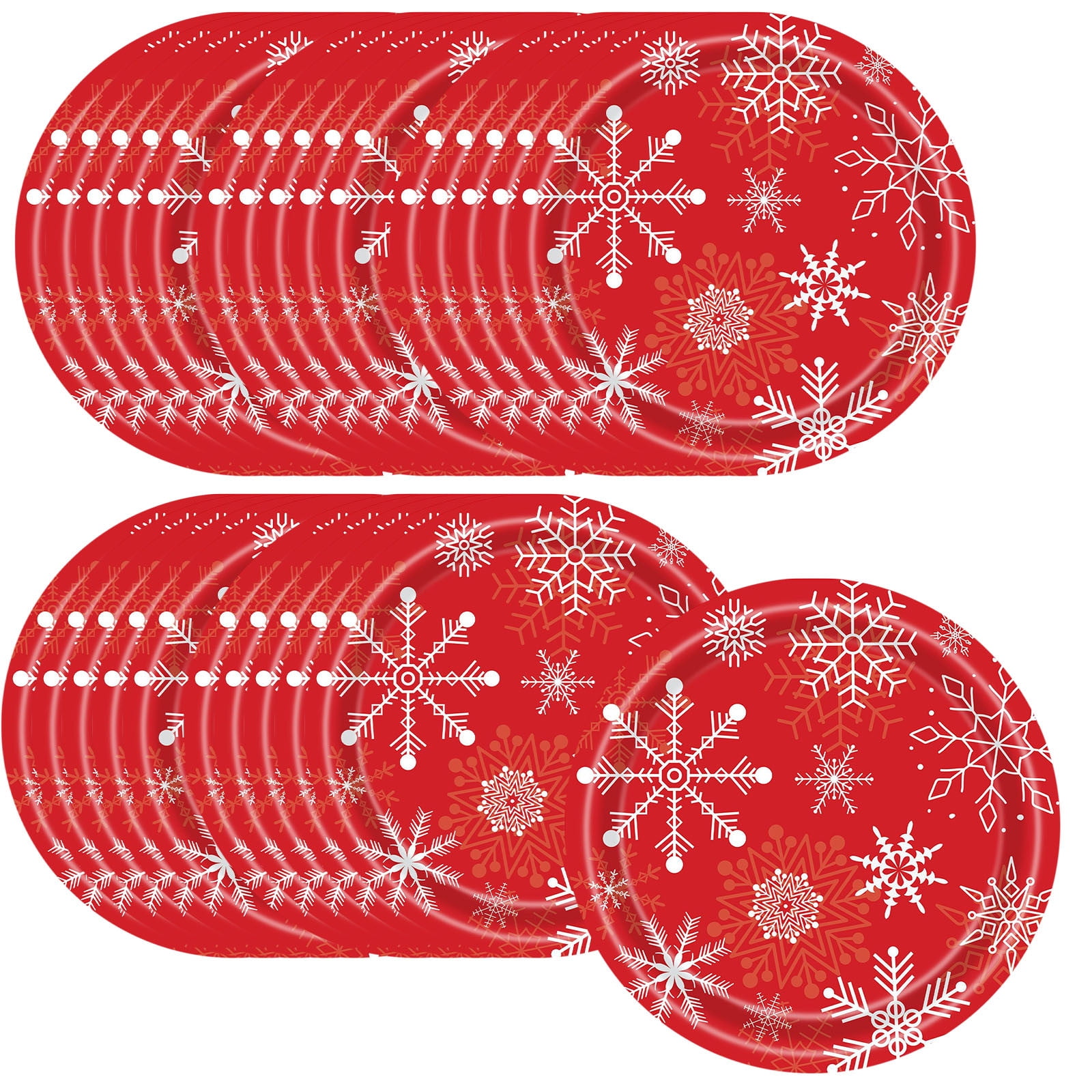 JeashCHAT 25 Pcs Christmas Snowflake Paper Plates, Christmas Disposable ...