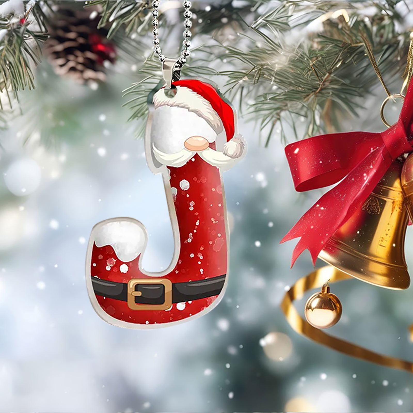 JeashCHAT 26 Initial Letter Christmas Ornaments, Red Personalized ...