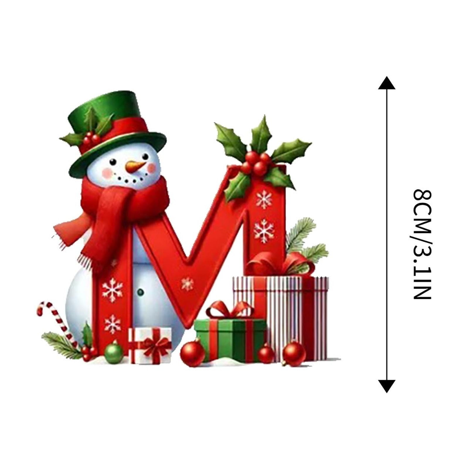 JeashCHAT 26 Initial Letter Christmas Snowman Ornaments, Red ...