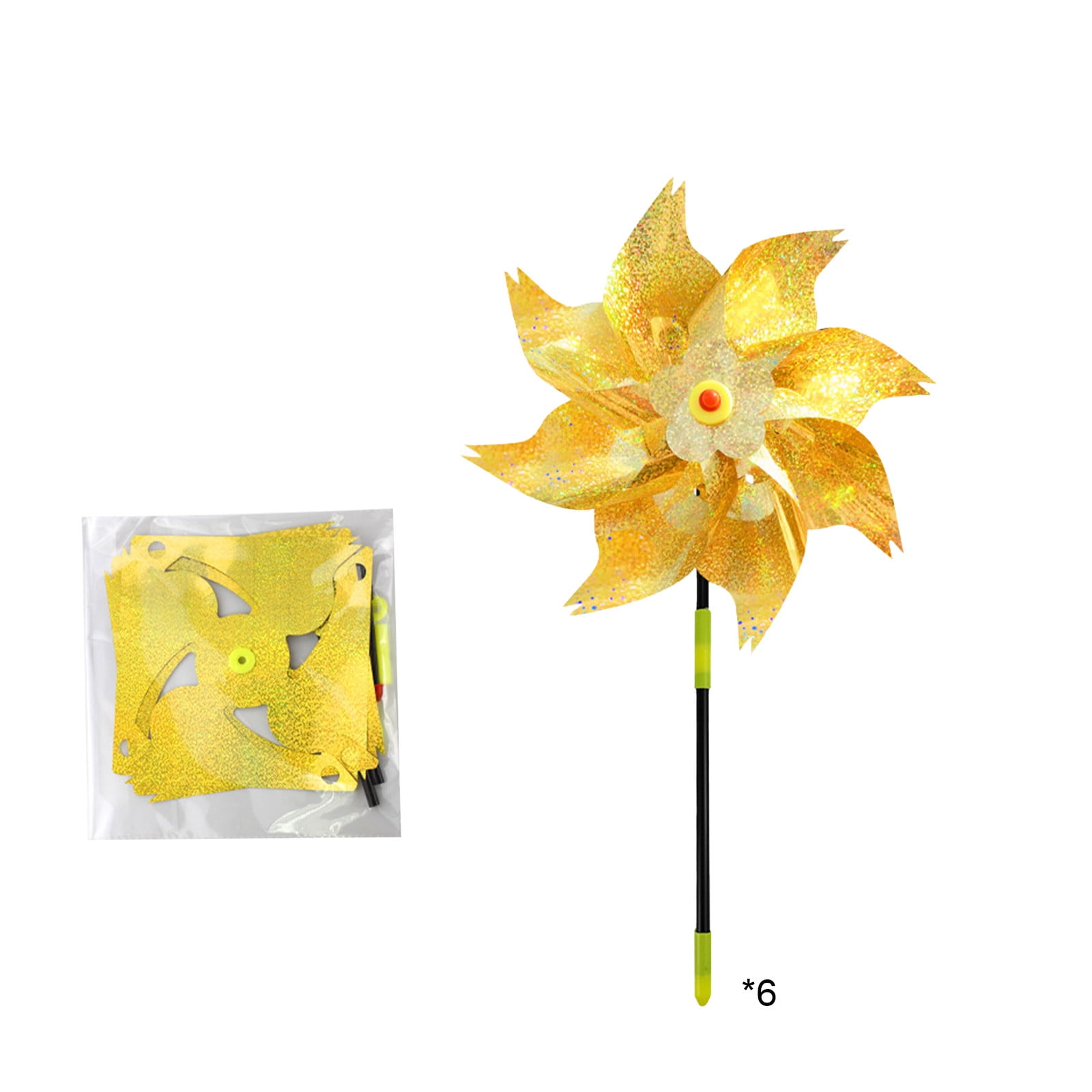 JeashCHAT 6 Pack Reflective Pinwheels with Stakes, Extra Sparkly ...
