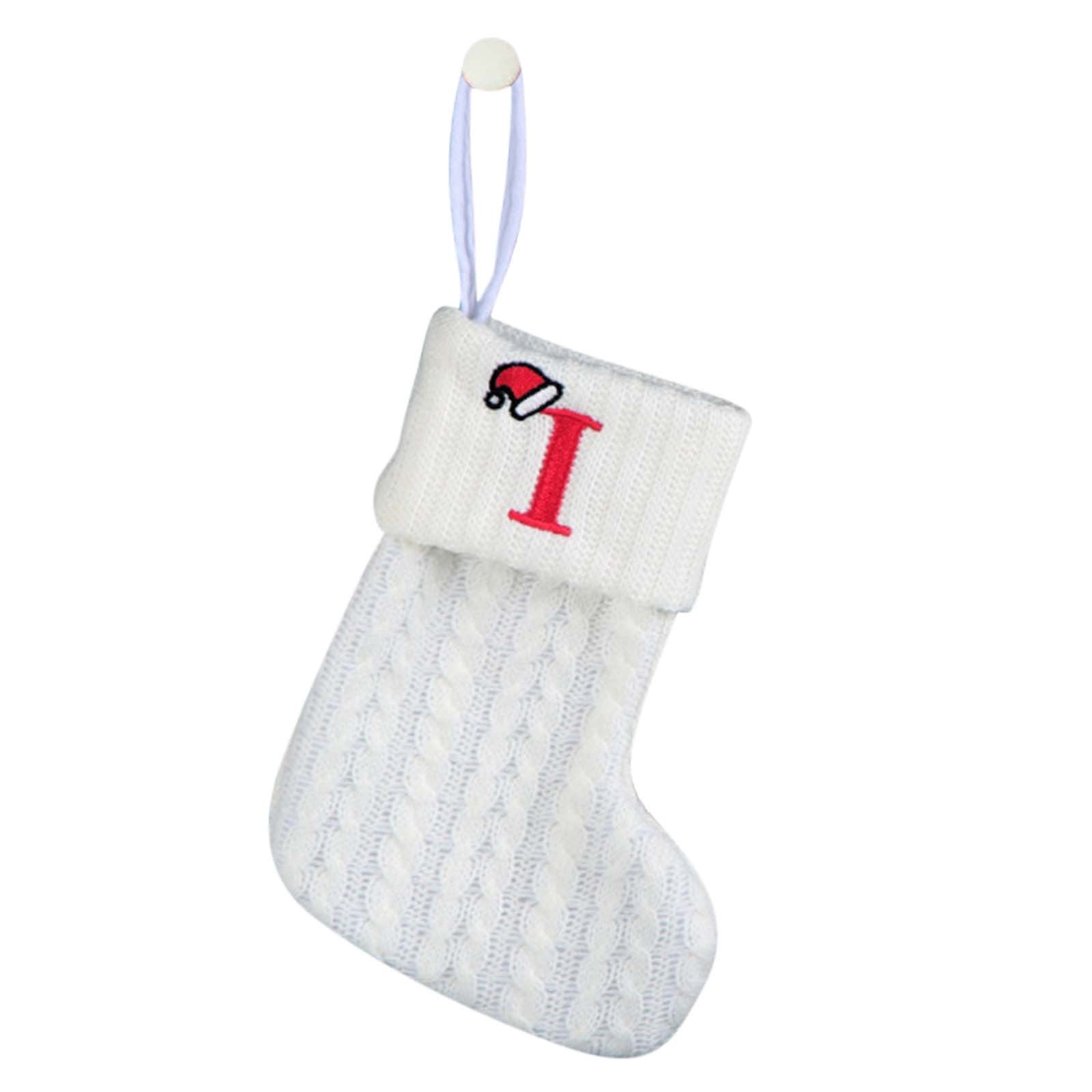 JeashCHAT 7 Inches Mini Cute Knitted Christmas Stocking Initial ...
